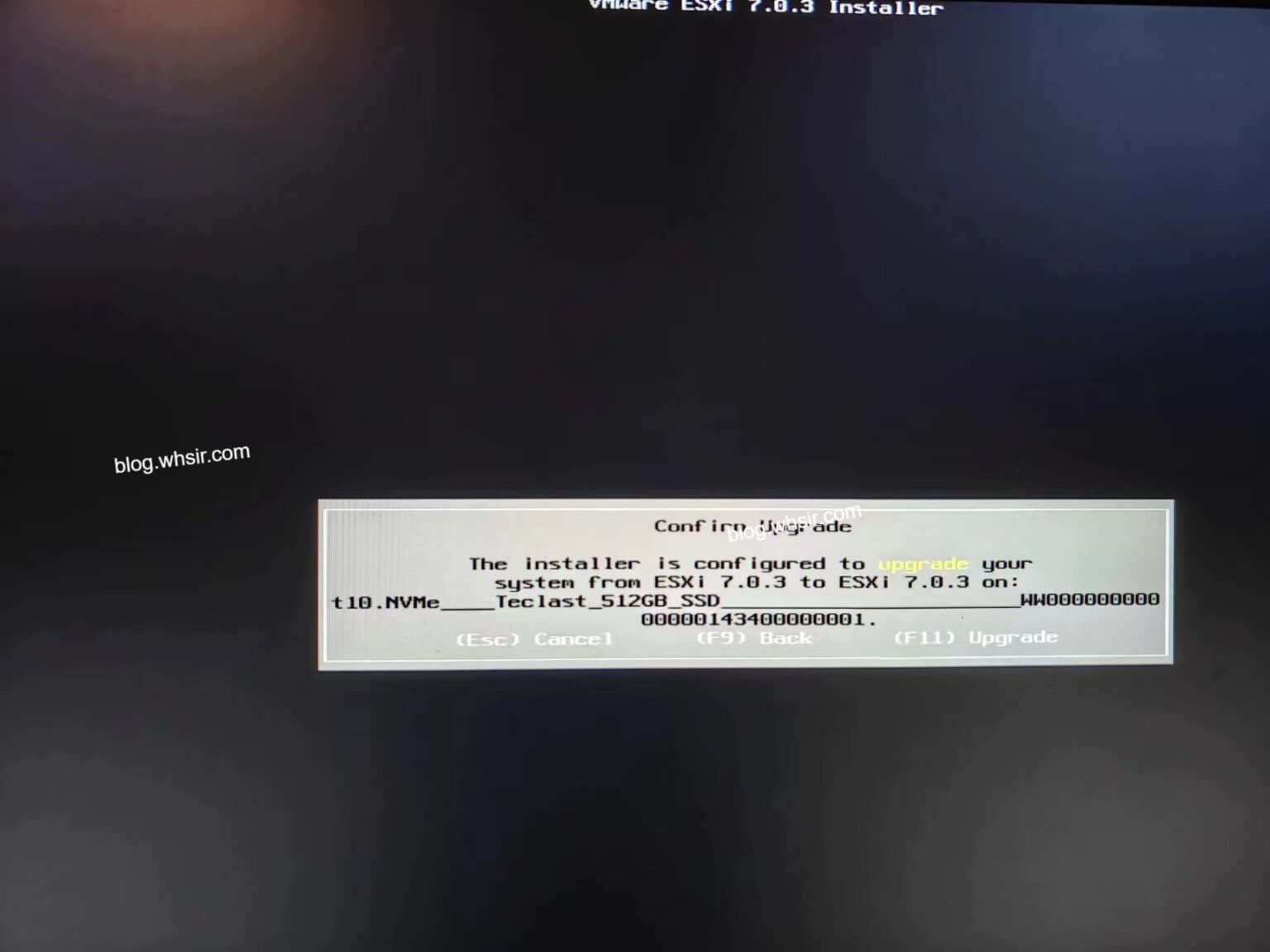 ESXI7系统通过iso镜像进行升级 - 吴昊博客