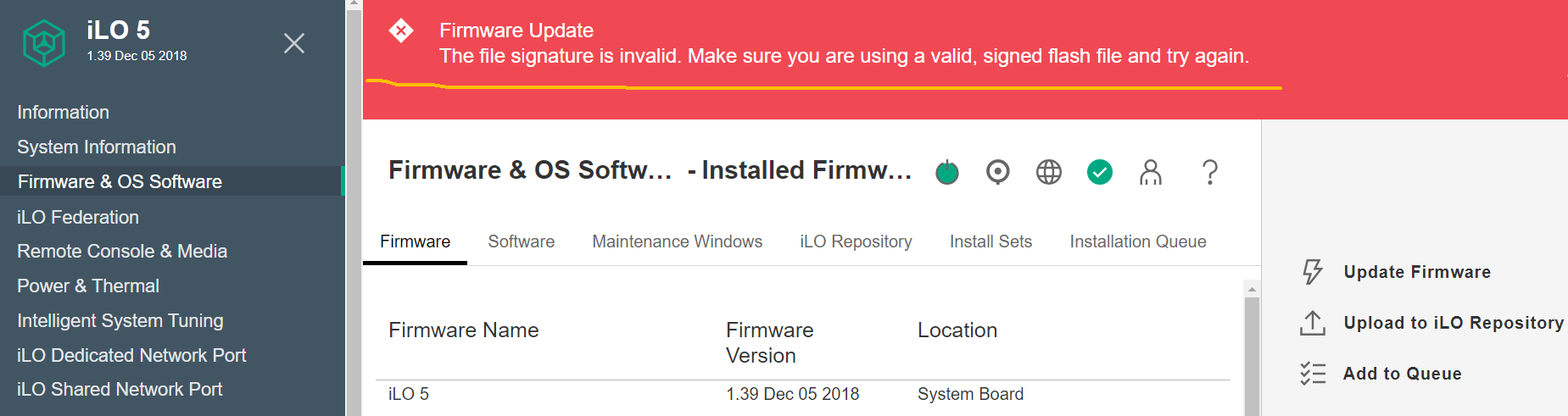 通过iLO 5更新iLO 5版本 - 吴昊博客